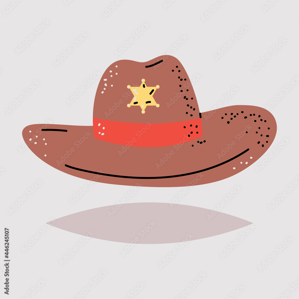 Sheriff hat vector cartoon illustration isolated on background. Stock ...