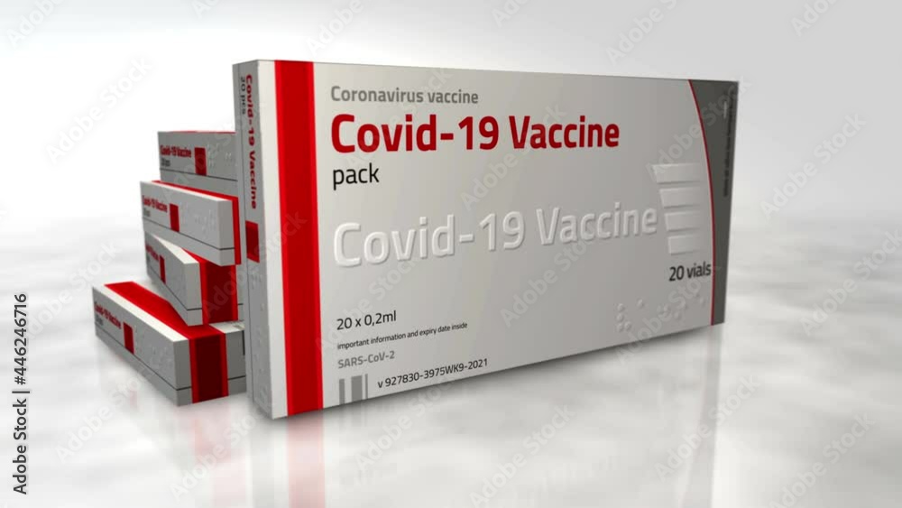 Covid Vaccine doses box. Coronavirus sars-cov-2 vaccination pack ...