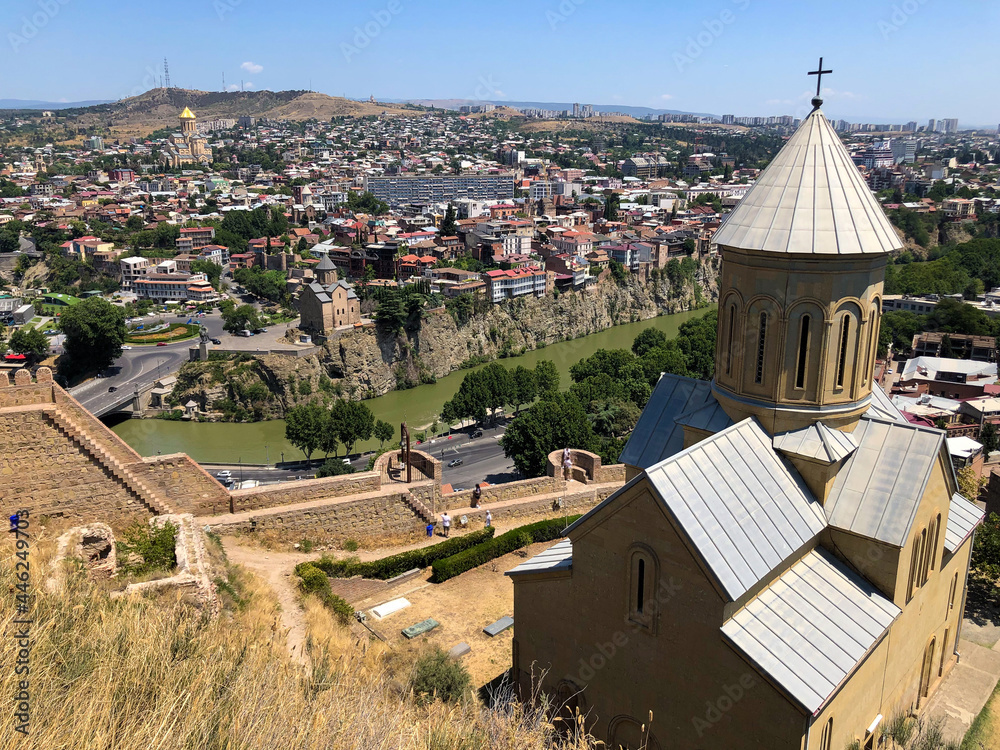 Panoramic skyline city and landscape aerial view of Tbilisi, capital of ...
