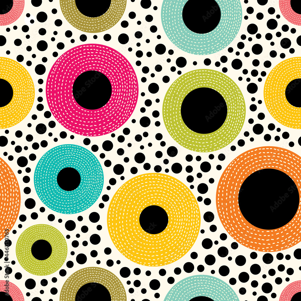 Seamless pattern, polka dot fabric, wallpaper, vector. Cheerful polka ...