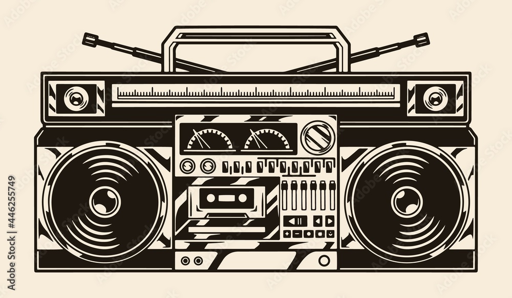 Vintage concept of ghetto blaster Stock Vector | Adobe Stock
