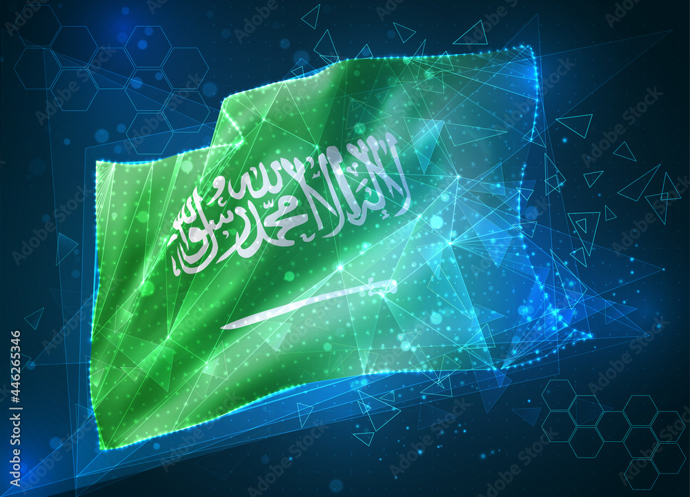 Saudi Arabia, vector flag, virtual abstract 3D object from triangular ...