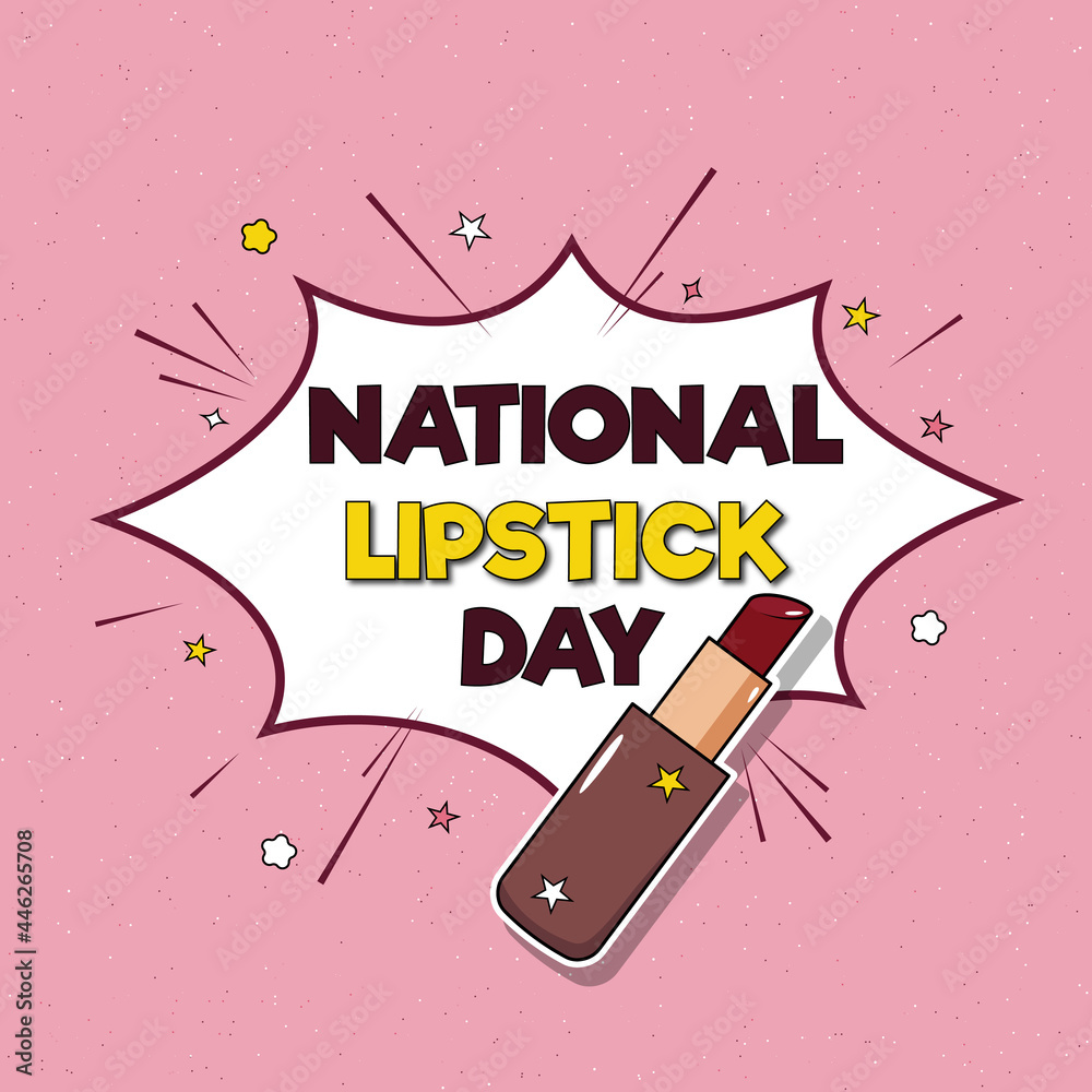 National Lipstick Day July 29. Lipstick sticker in pop art style with ...