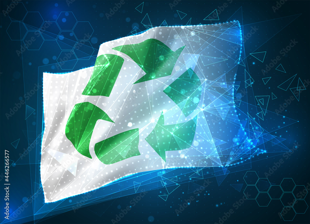 garbage recycling vector flag, virtual abstract 3D object from ...