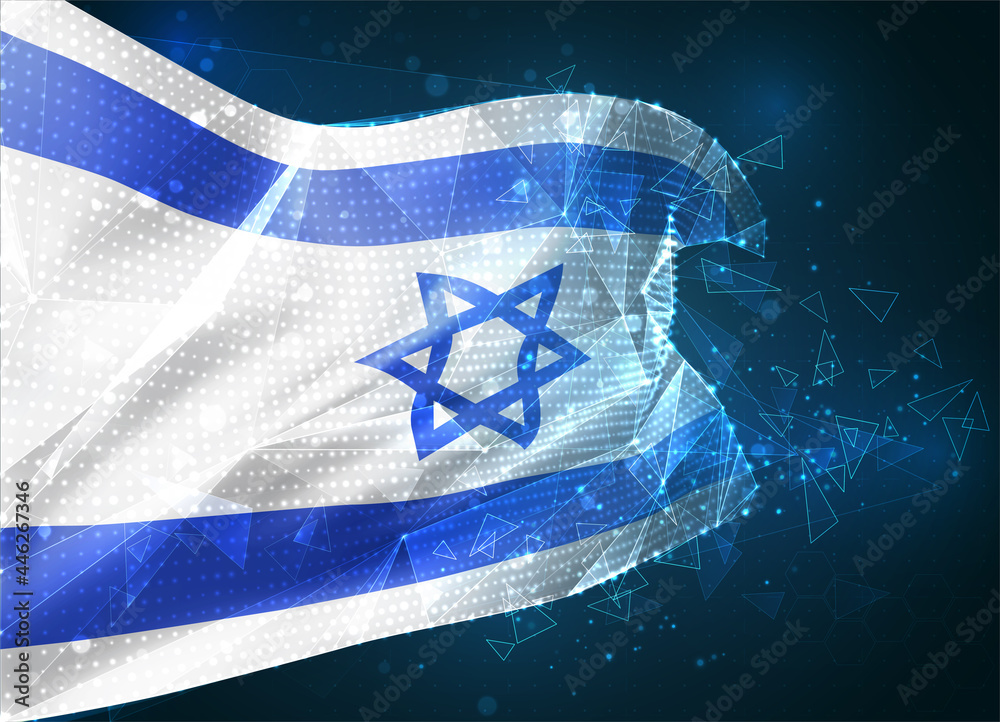 Israel, vector flag, virtual abstract 3D object from triangular ...