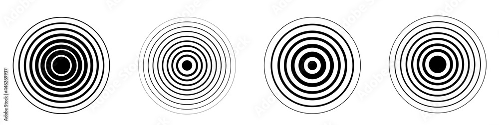 Radar icons set. Sonar symbol. Collection sonar sound waves. Radar icon ...