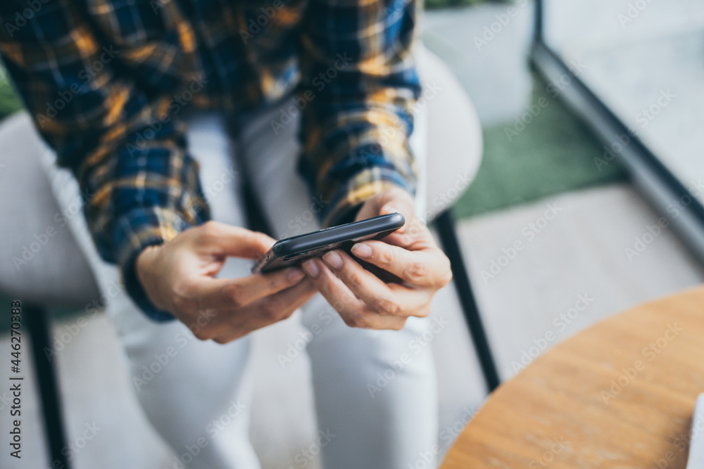 using cell phone hand holding mobile texting message contact us ...