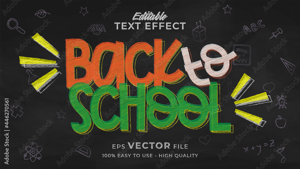 back to school text effect editable chalkboard text style Stock Vector ...