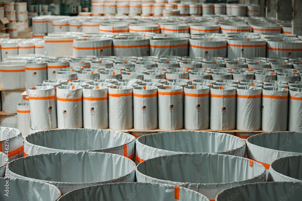 the warehouse of the reinforced concrete plant. construction material ...