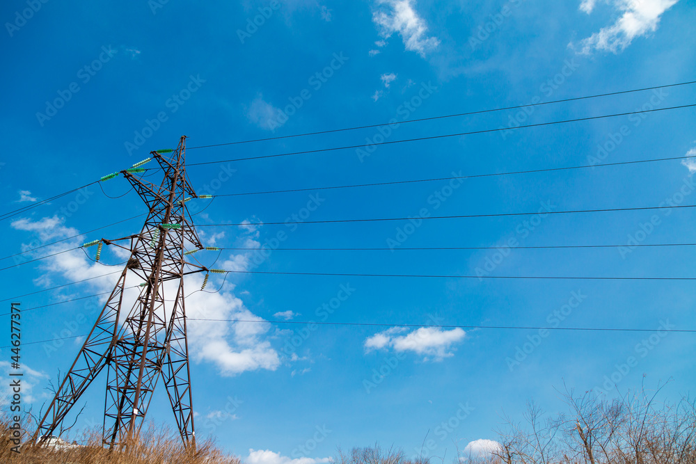 Overhead power line, power transmission line, support of high-voltage ...