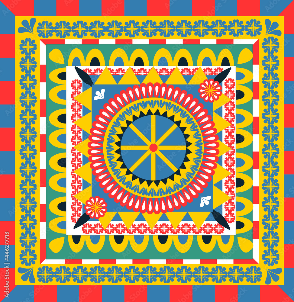 Seamless pattern in style carretto siciliano. Sicilian repeating ...