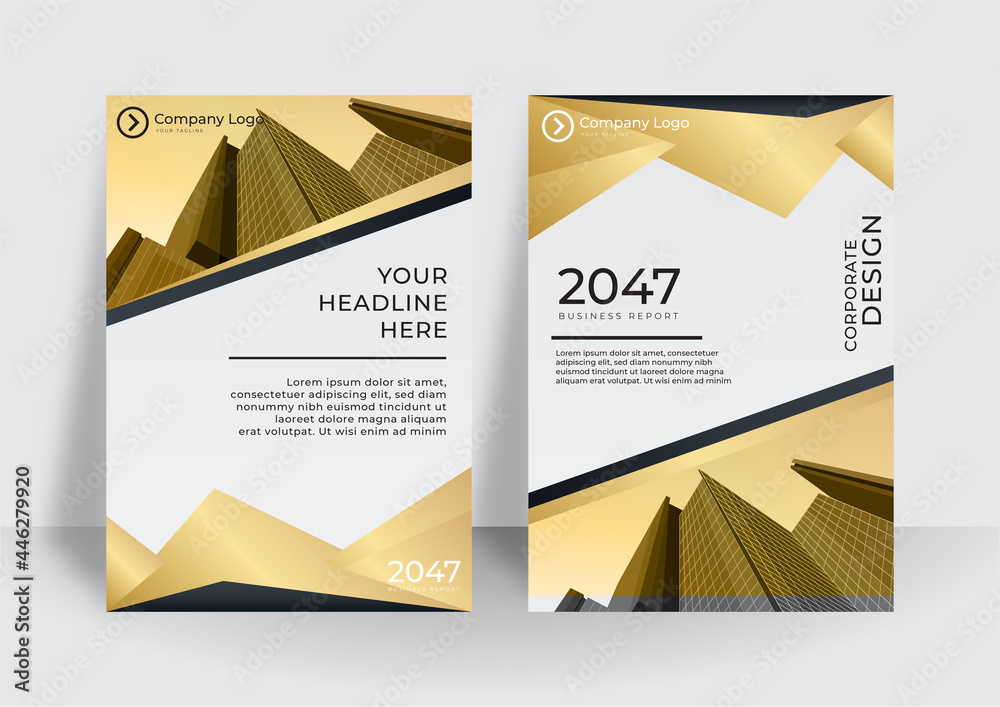 Modern gold black cover design set. Luxury creative line pattern in ...