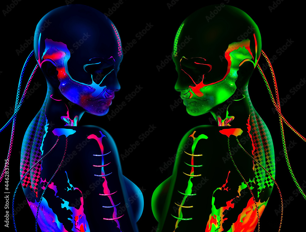 Psychedelic album cover art 3d render Stock Illustration | Adobe Stock