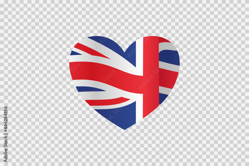 UK flag in heart shape isolated on png or transparent background ...