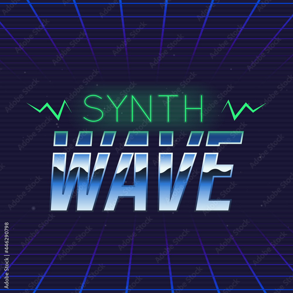 Synthwave retro futuristic logo. Synthwave music logo design. 80's ...