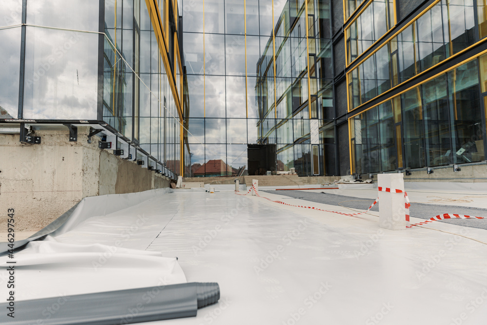 Synthetic PVC membranes for waterproof system. Details with hot air ...