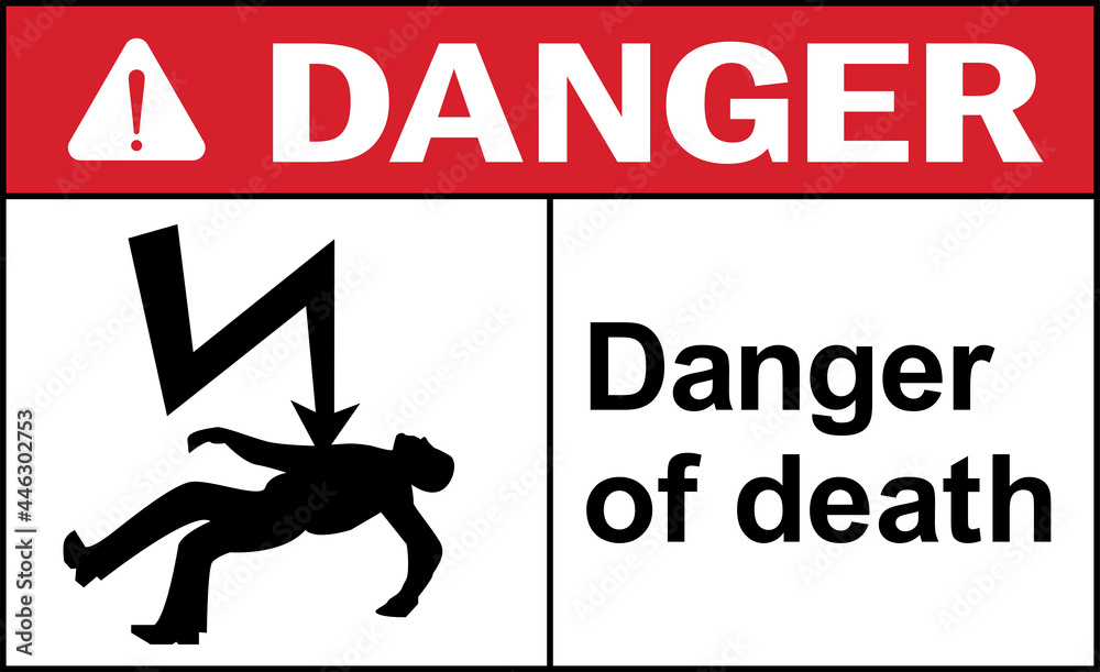 Vetor de Danger of death warning sign. Hazardous safety awareness signs ...