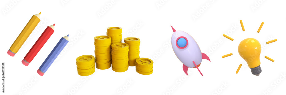 Business icons set 3D. Volumetric Icons for mobile app, web design and ...