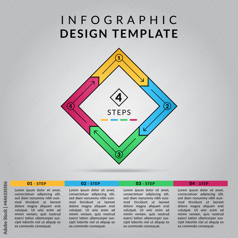 4 steps info graphic design template. Modern infographic template. 4 ...