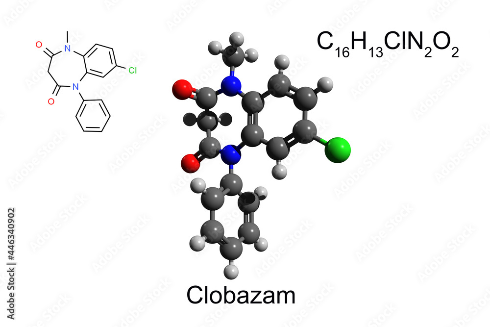 Chemical formula, skeletal formula, and 3D ball-and-stick model of ...