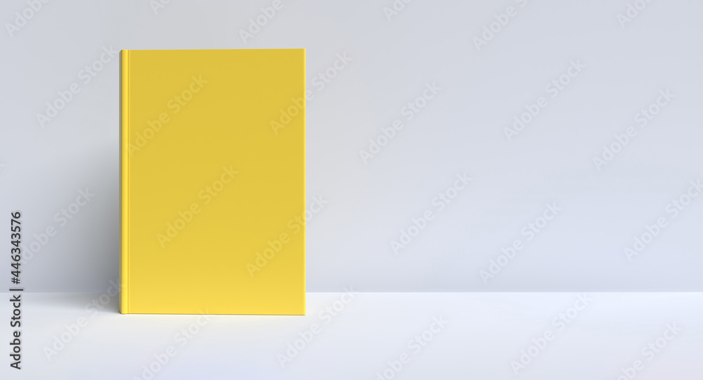 Blank yellow book cover mock up on white background. 3d rendering Stock ...