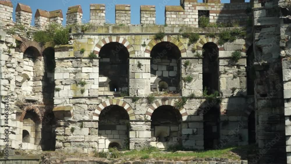 Byzantine Marble Tower, at the junction of the Propontis sea wall and ...