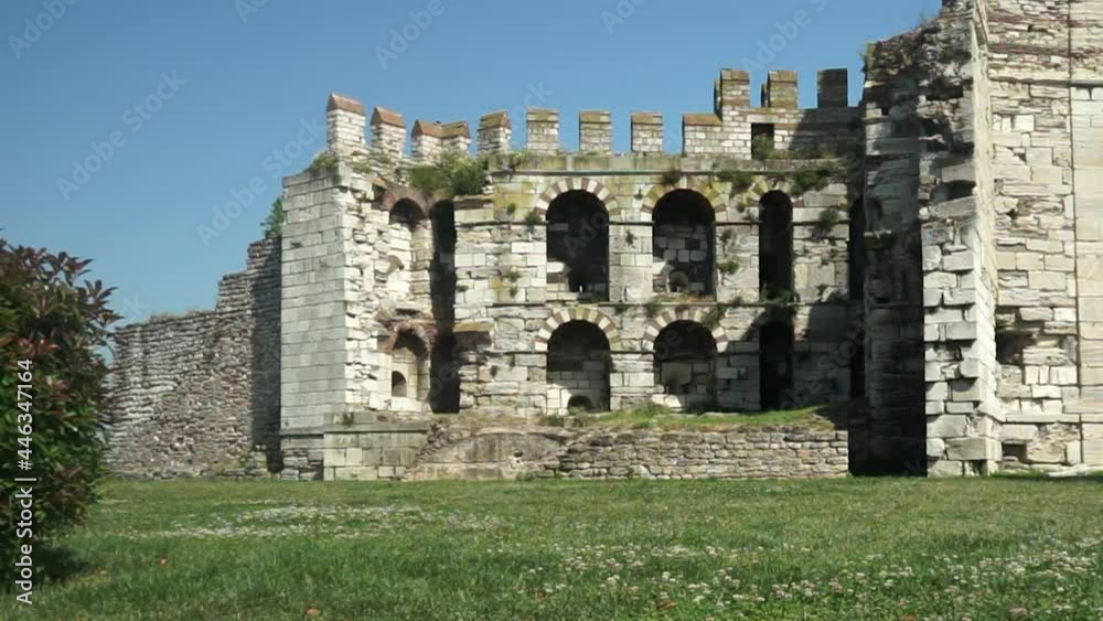 Byzantine Marble Tower, at the junction of the Propontis sea wall and ...
