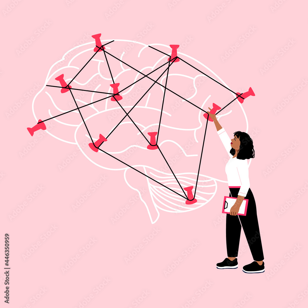 neuroscientist examining the human brain anatomy and connections Stock ...