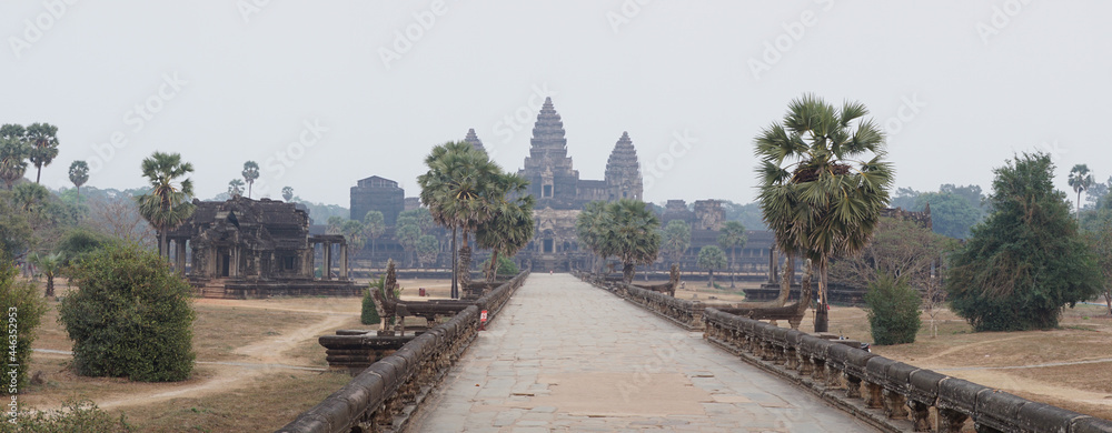 Ancient Khmer Empire temples in Angkor Wat during sunset. Stock Photo ...