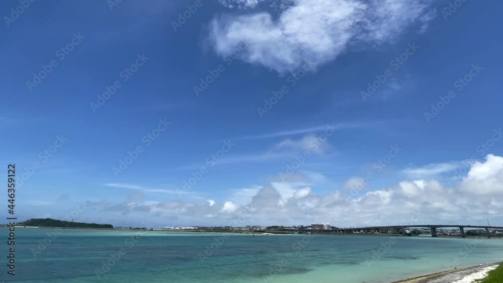 OKINAWA, JAPAN - JUNE 2021 : View of Senaga island and beach (Ocean or ...