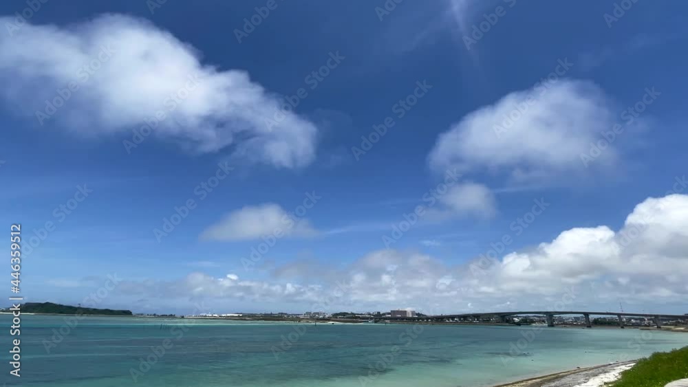 OKINAWA, JAPAN - JUNE 2021 : View of Senaga island and beach (Ocean or ...