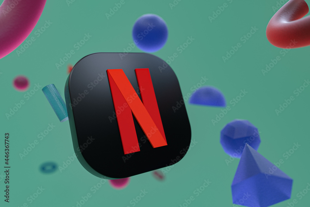 netflix logo on abstract geometry background Stock Photo | Adobe Stock