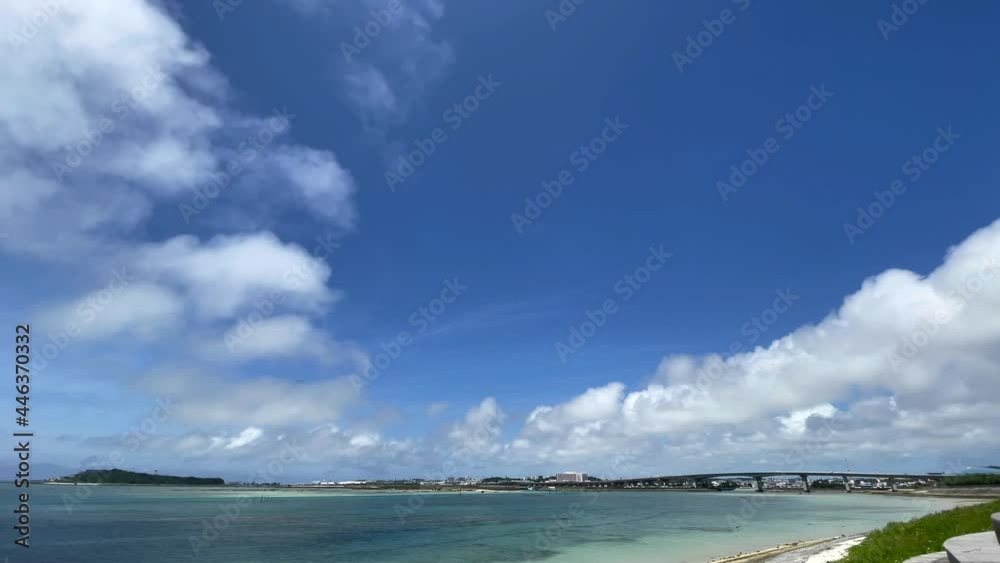 OKINAWA, JAPAN - JUNE 2021 : View of Senaga island and beach (Ocean or ...