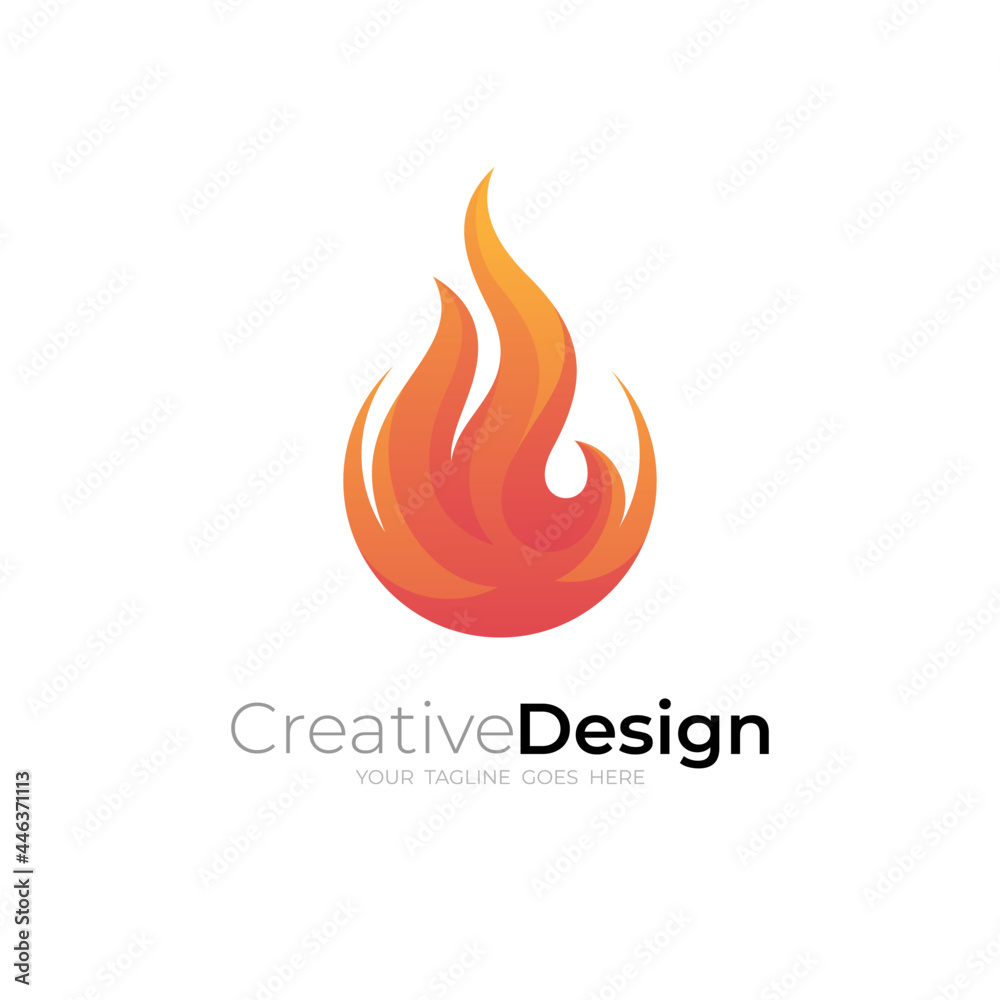 Abstract fire logo with red color design template, 3d logo vector Stock ...