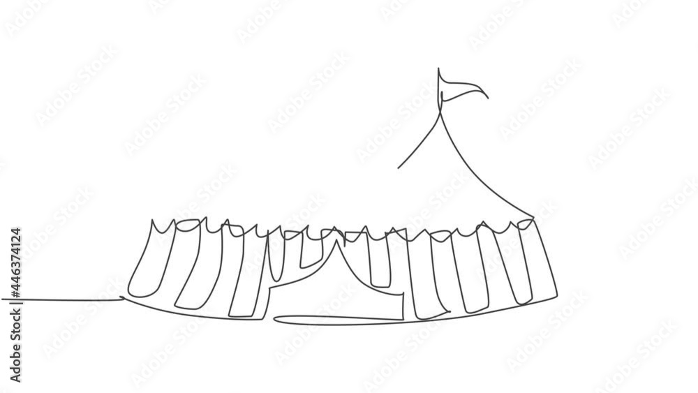 Vidéo Stock Self drawing animation of single one line draw two circus ...