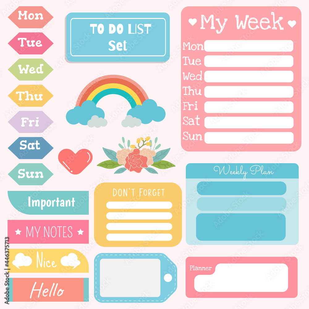 Cute paper notes. Stationary set. Scrapbook notes and cards.Printable ...