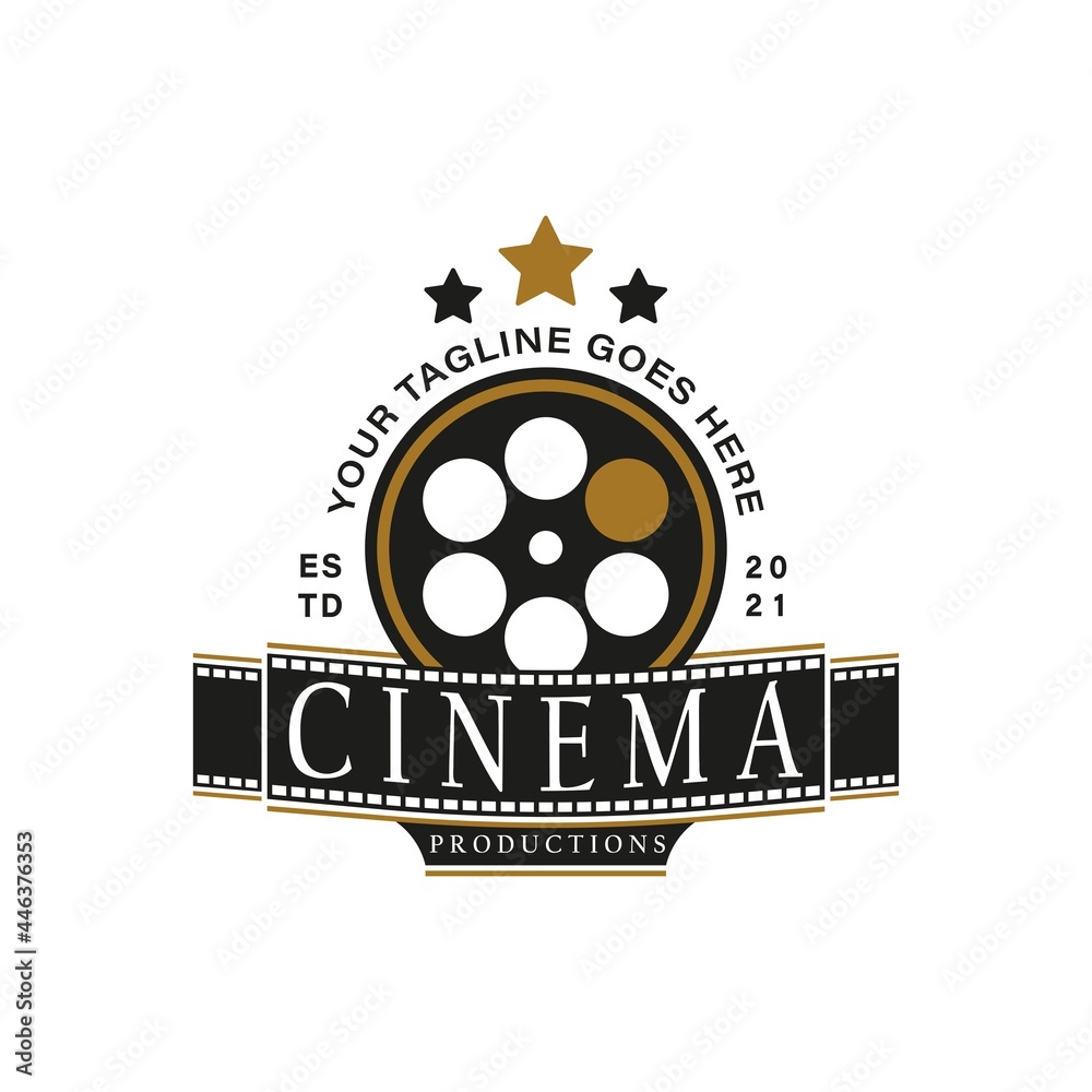 Vintage Retro Logo Style for Cinema Movie Studio Production Logo. With ...