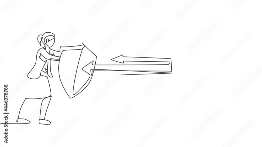 Vidéo Stock Animated self drawing of continuous one line draw young ...