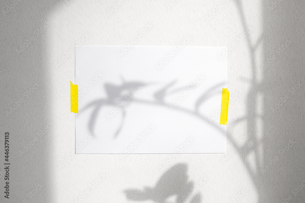 Mockup of paper with colorful scotch paper. Empty white paper sheet ...