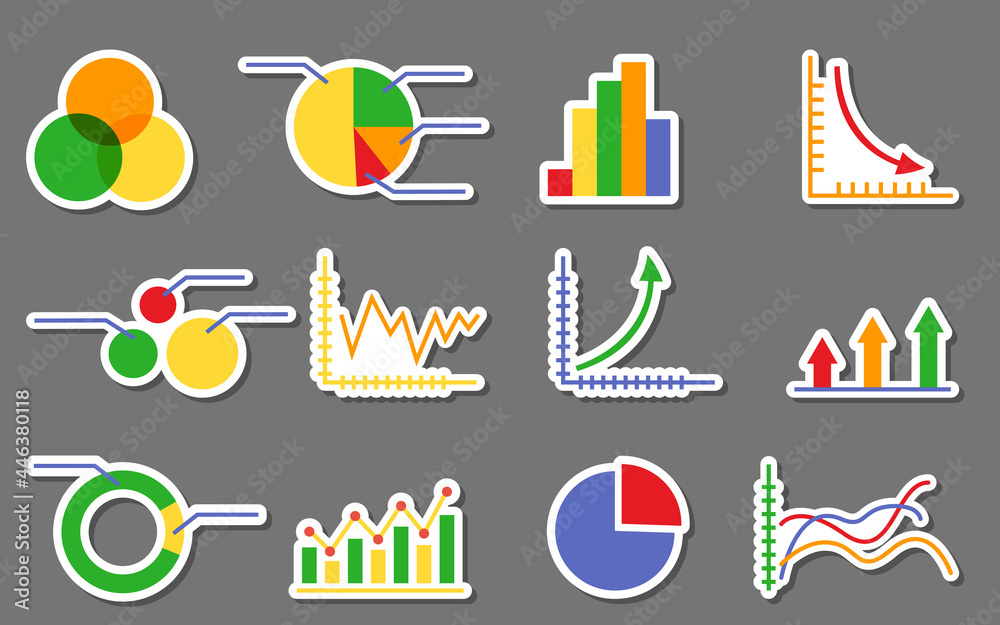 Graphs, marketing charts, business infographics, different diagram ...