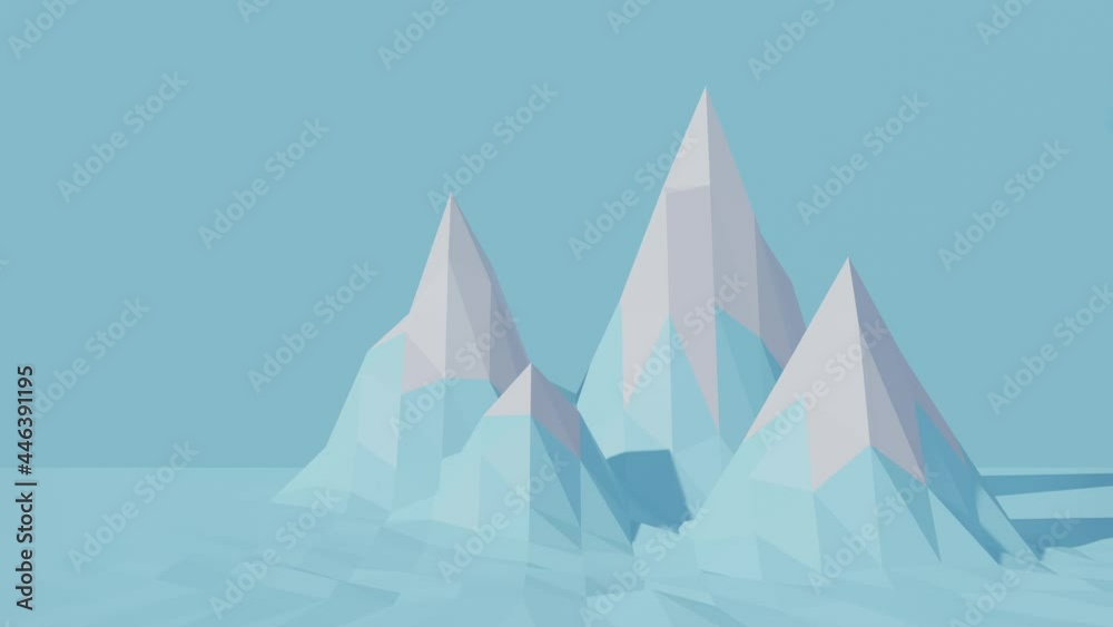 3d animation background with mountains. Low poly winter landscape. 4k ...