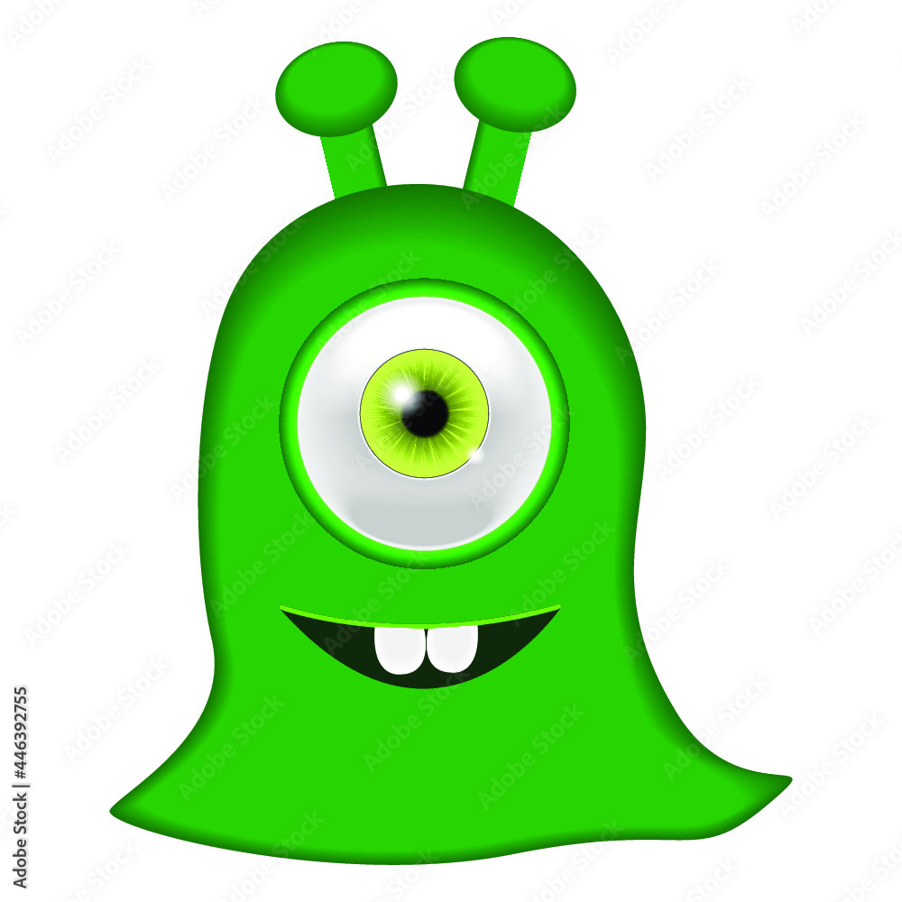 Cute green monster isolated on a white background Stock Vector | Adobe ...
