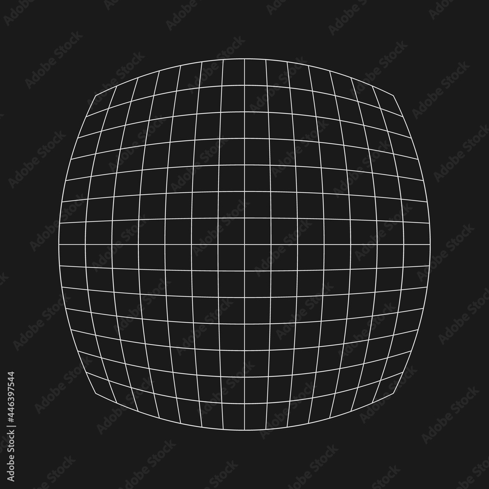 Digital retro cyber grid with fisheye effect. Retrofuturistic design ...