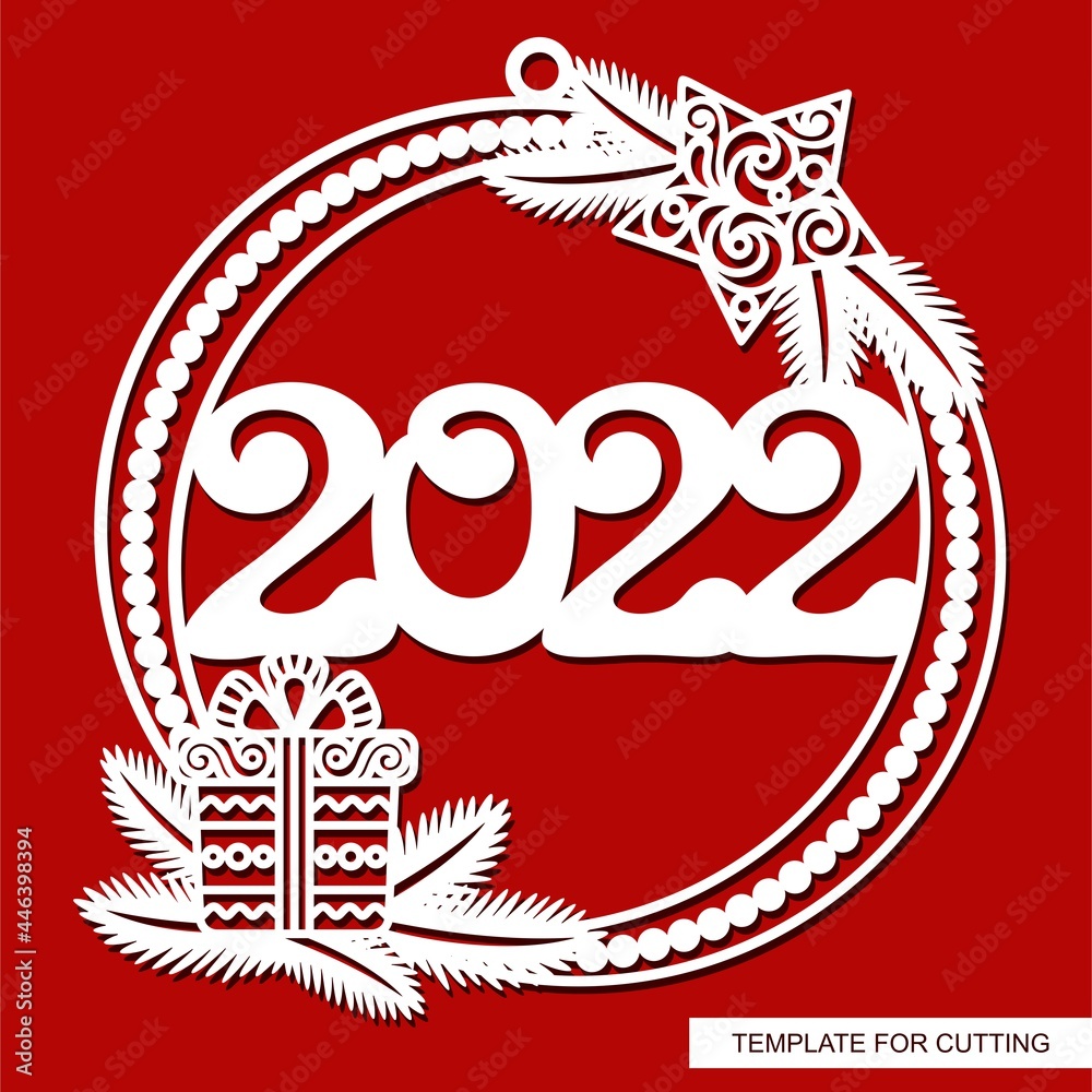 Christmas ball with numbers 2022. Round hanging decoration for the New ...