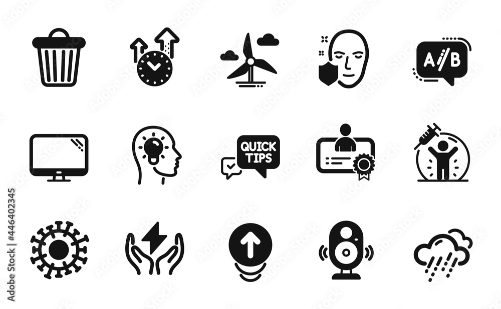 Vector set of Windmill turbine, Certificate and Time management icons ...