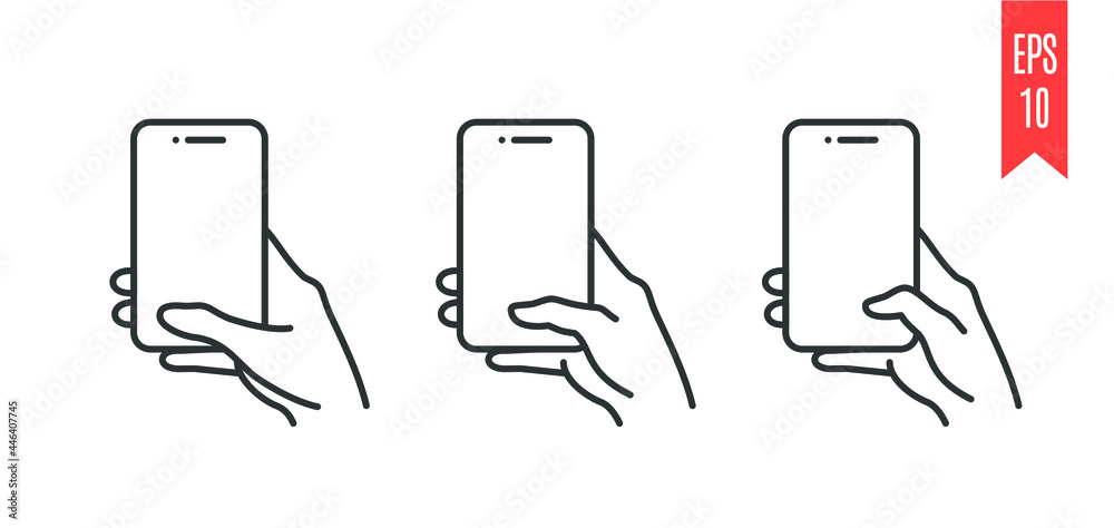Swipe gesture icon set, screen unlock instruction. Line art vector ...