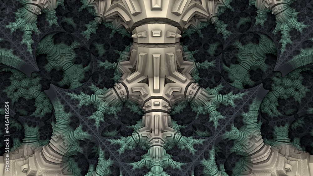 Fantastic 3D fractal background with recursive structures und shapes ...