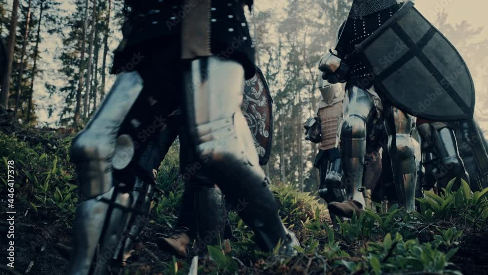 Epic Invading Army of Medieval Soldiers Marching Through Forest ...