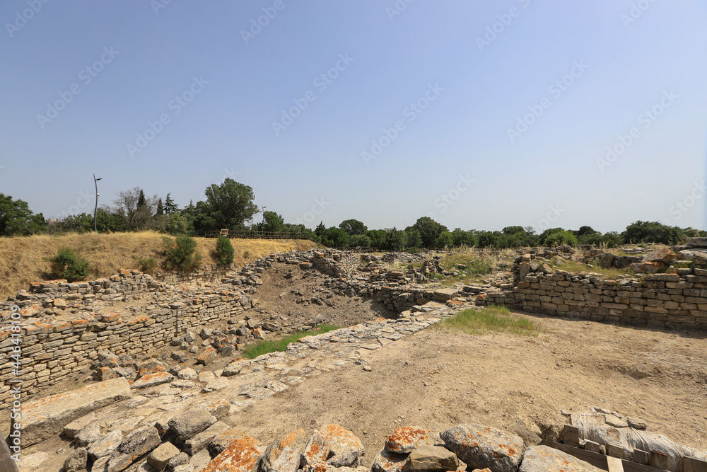 Çanakkale - Turkey 01.July.2021 View from the archaeological site of ...
