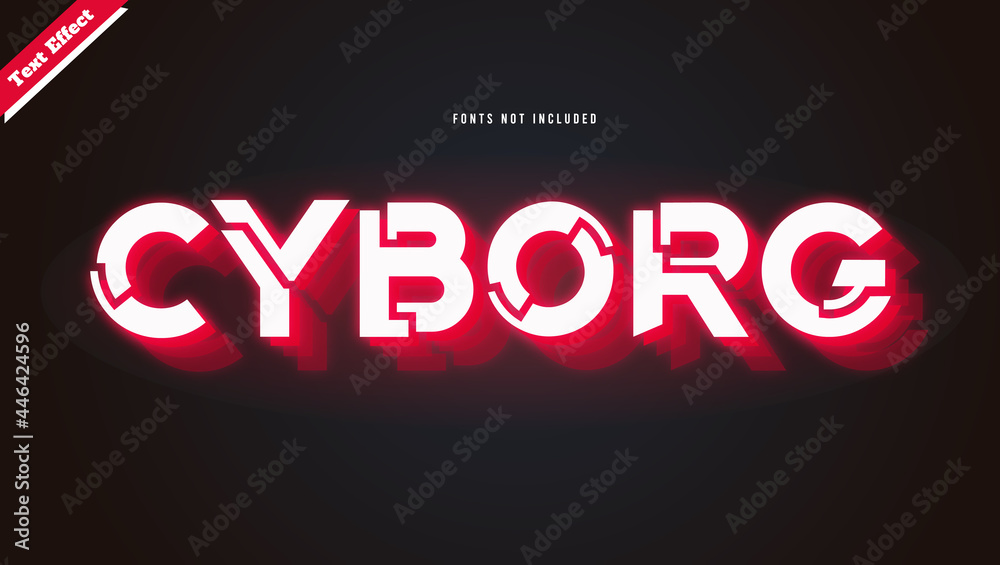cyborg text effect design vector. editable 3d text Stock Vector | Adobe ...